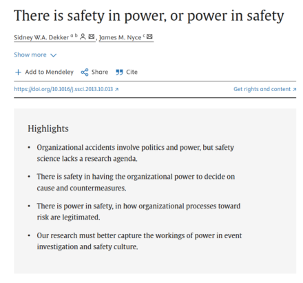 Paper Collection on Power, Safety, Authority Gradients, and more ...